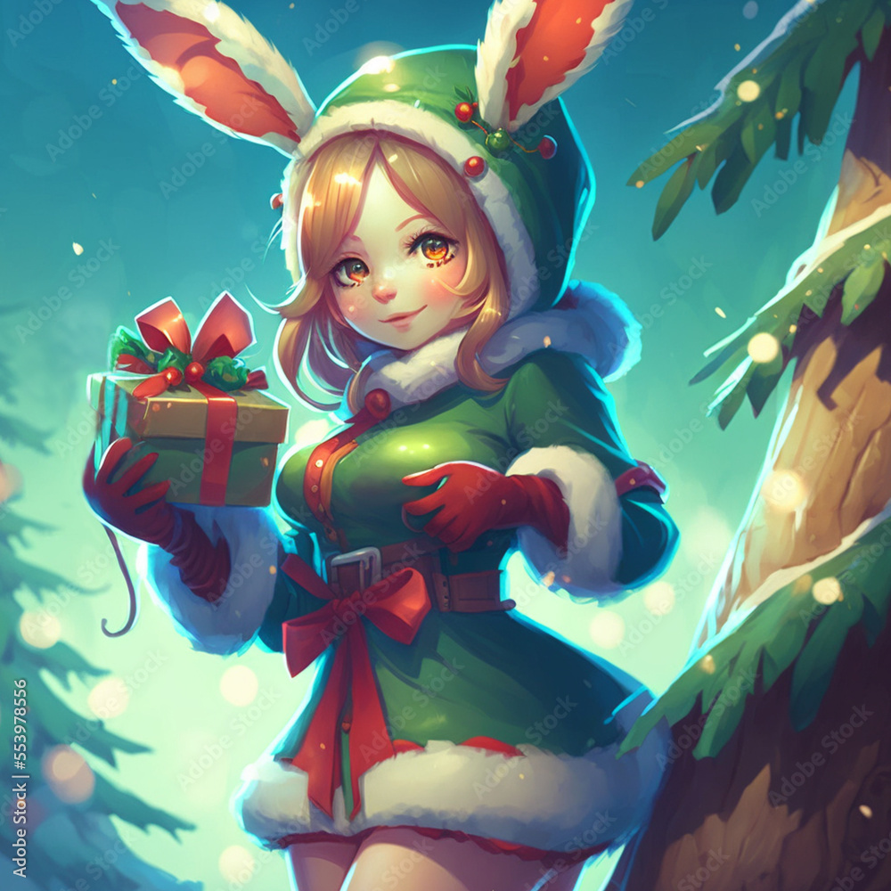 Beautiful girl decorates a Christmas tree, fantasy concept art, a ...