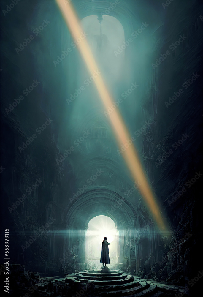 The mysterious gate that opens to other realm, fantasy world ,made with ...