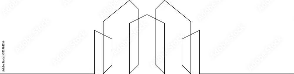 One continuous line. Minimal architectural logo. Modern house. Building ...