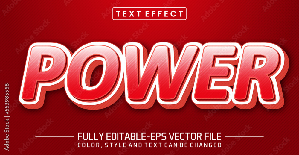 Editable Power text effect - Power text style theme. Stock Vector ...