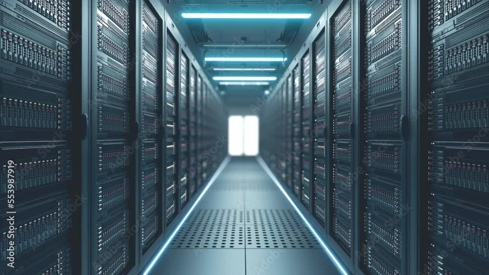 IT engineering, rack servers in the modern data center. Stock ビデオ ...