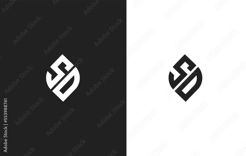 Modern monogram sd logo or initial letter sd logo design template Stock ...