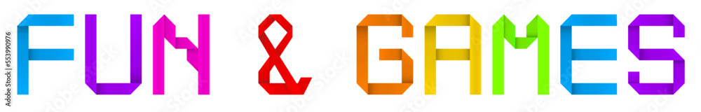 Vector conceptual paper origami font formin the FUN & GAMES text ...