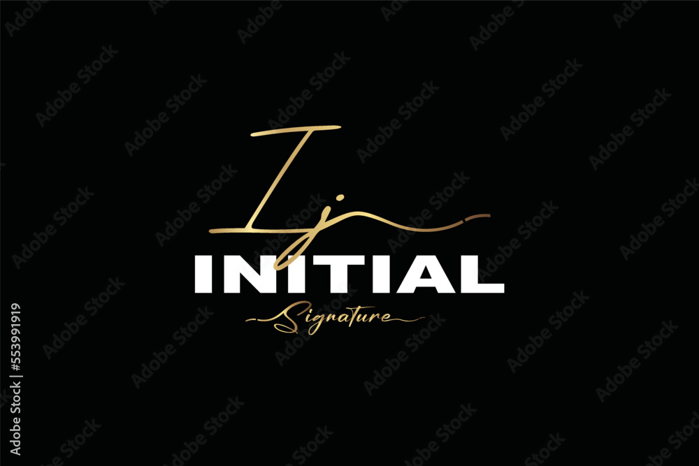 Initial I and J Logo Design in Elegant Gold Handwriting Style. IJ ...