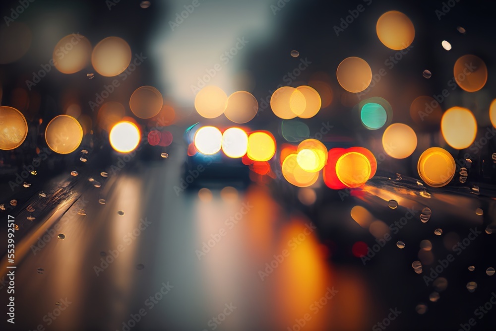 Defocused street light. Photorealistic illustration. Generative art ...