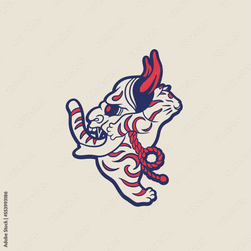 Cartoon maneki neko cat. Vector illustration Stock Vector | Adobe Stock