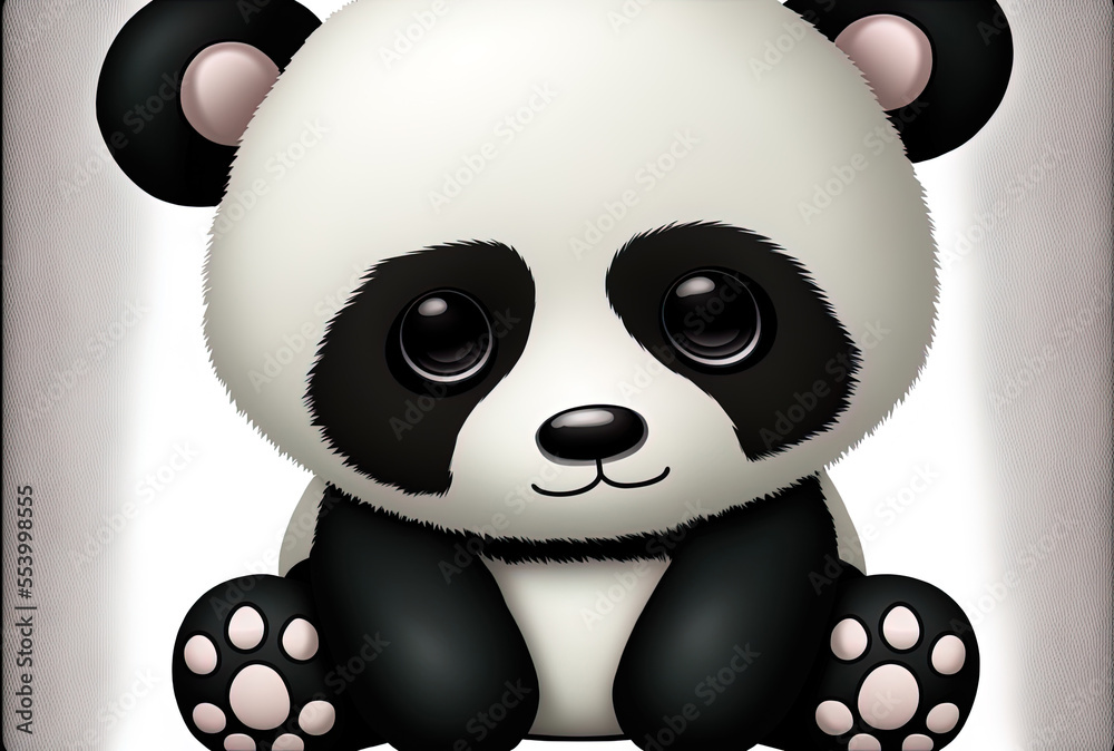 cute panda bear clip art. Icon of a blushing panda. Generative AI Stock ...