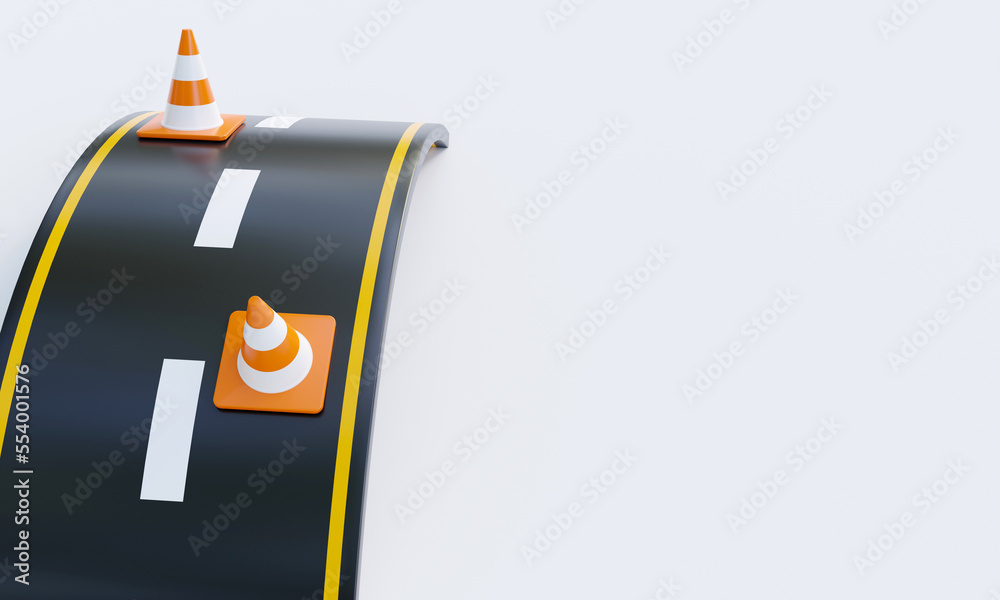 Road Safety awareness concept illustration with copy space. 3D ...