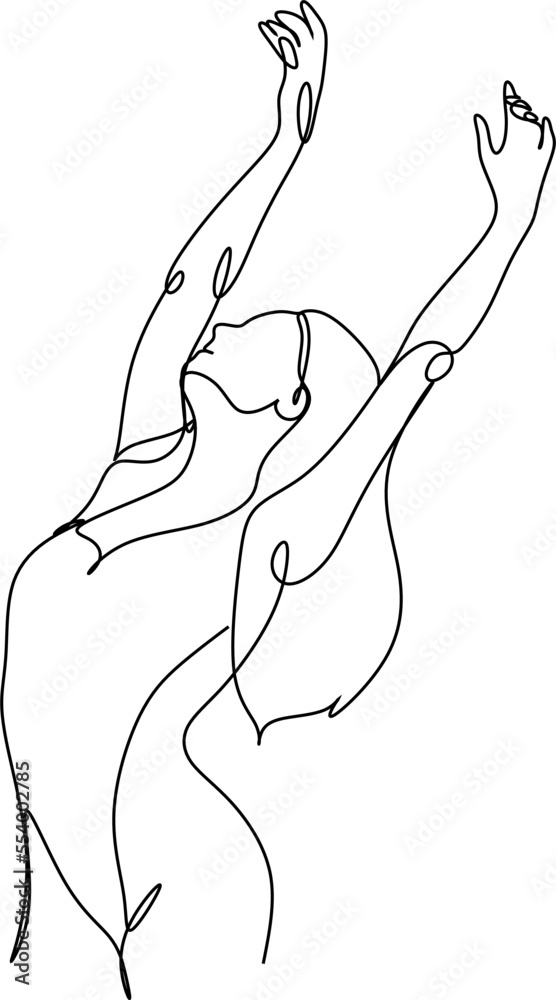 Female body line drawing. Female figure creative modern abstract line ...