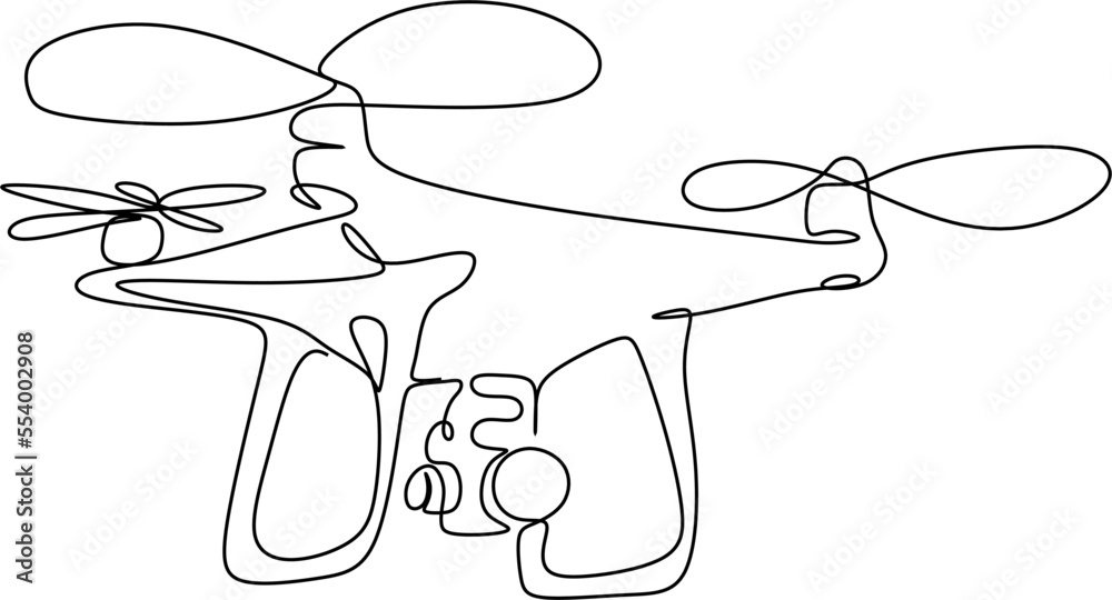 continuous line drawing drone vector illustration Stock Vector | Adobe ...