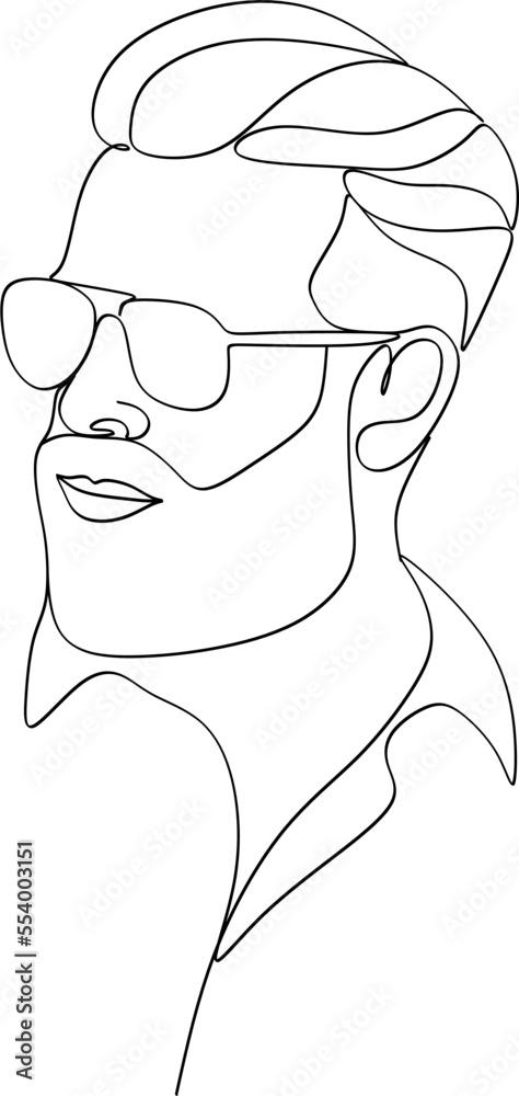 Abstract male face continuous one line drawing minimalist design ...