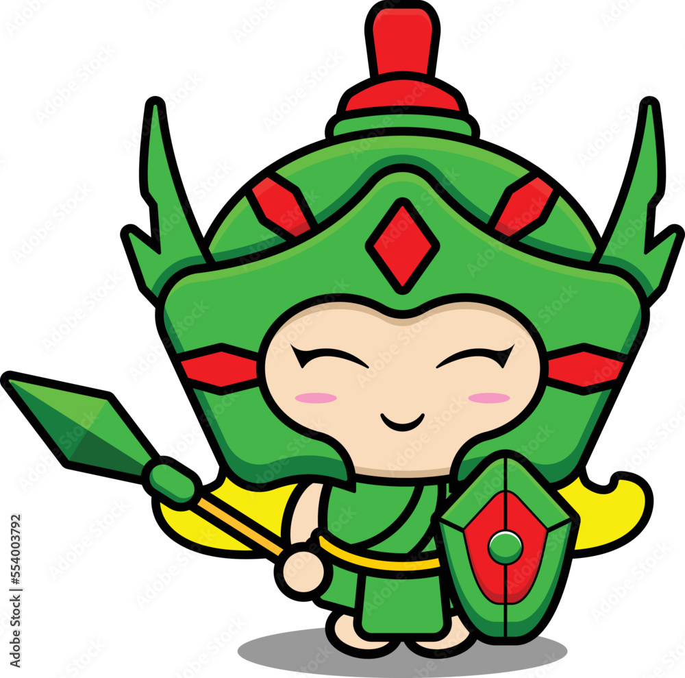 Cute cartoon style vector illustration of Greek goddess Athena Stock ...