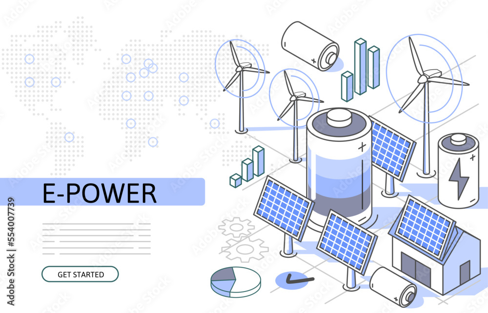 Clean energy Isometric Concept. Use for web page, banner, infographics ...