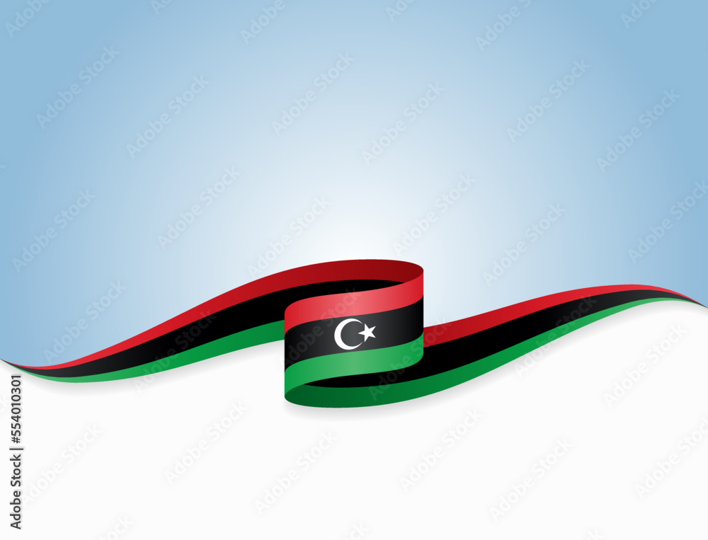 Libyan flag wavy background layout. Vector illustration. Stock Vector ...