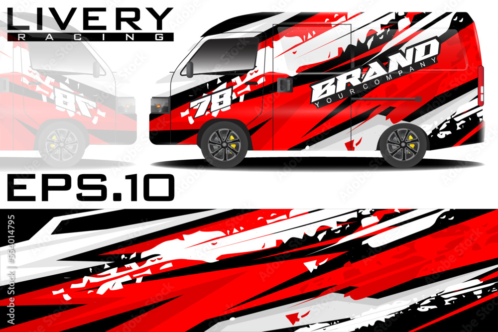 Sticker design for rally race cars, custom vector vans and more Stock ...