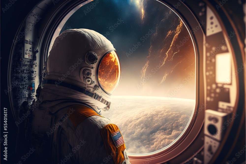 Astronaut In Space, 4K Wallpaper. Astronaut looking out the window ...