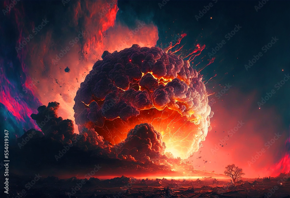 planet explode and now the sky. Generative AI Stock Illustration ...