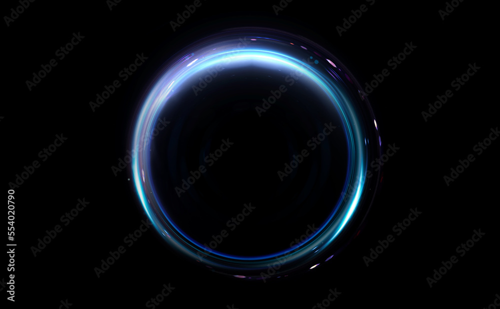 Magic circle light effect. Bright sphere lens. Rotating lines. Glow ...