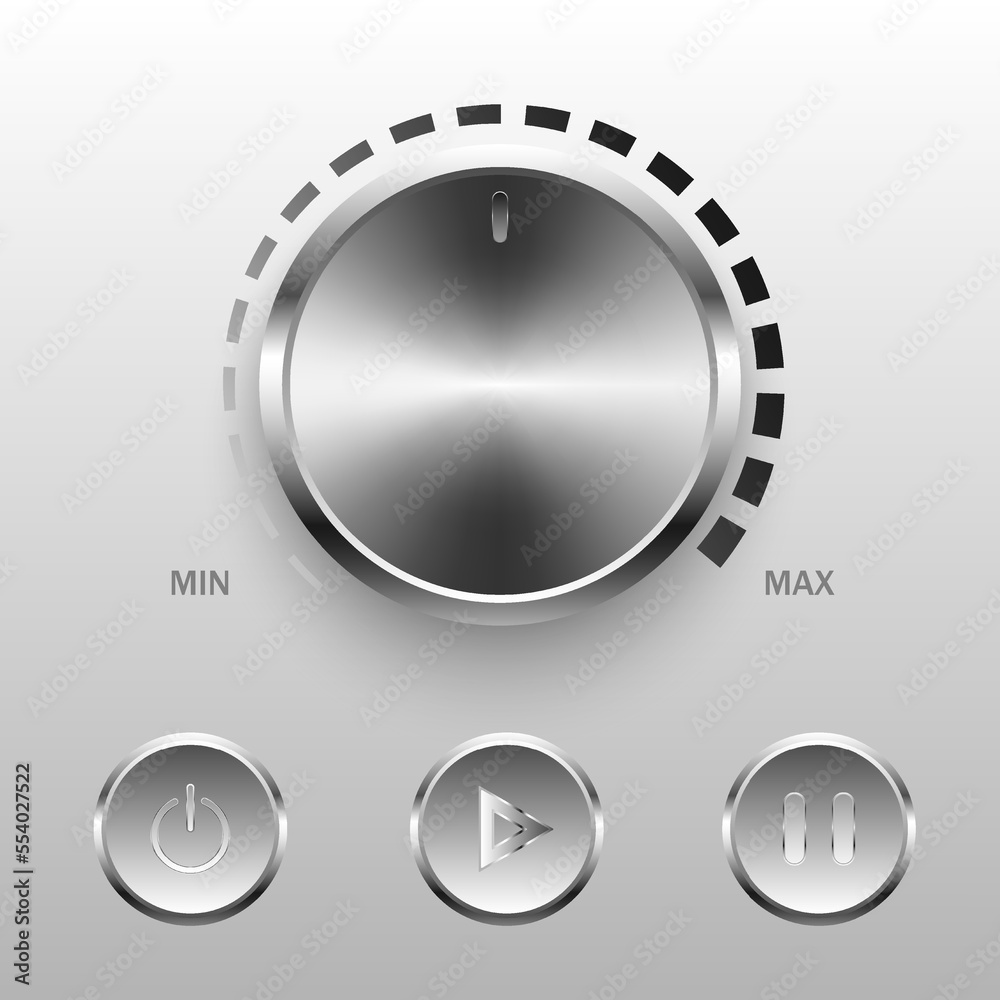 four button set Large stainless steel circular volume switch with a ...