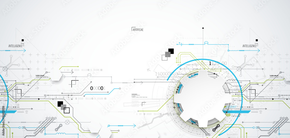 Abstract technology concept. Circuit board, high computer color ...