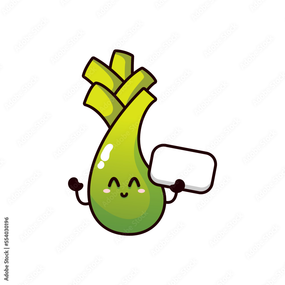 Kawaii cartoon leek vector illustration isolated on white background ...