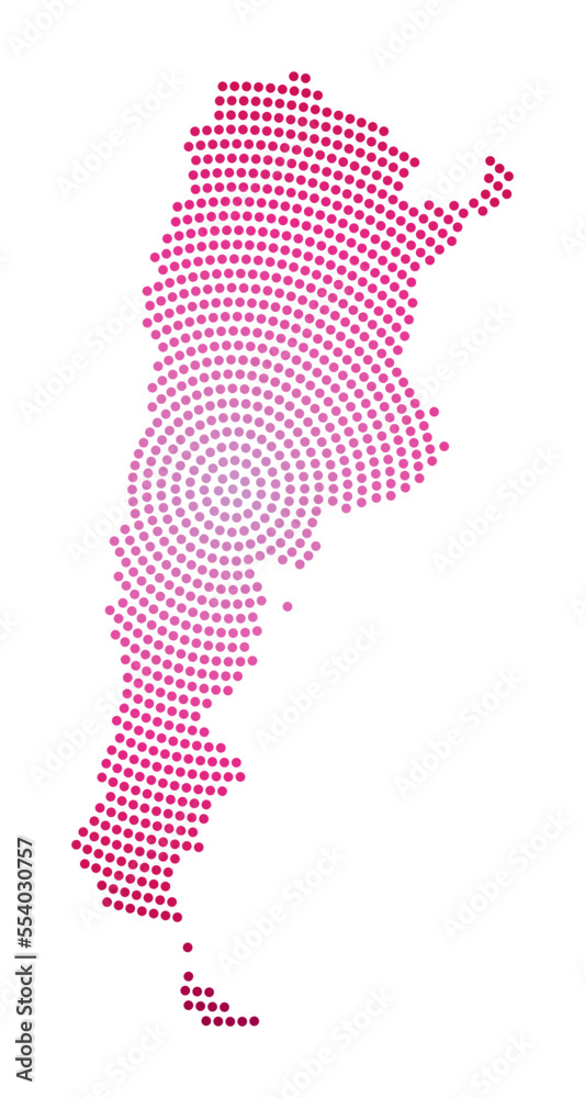 Argentina dotted map. Digital style shape of Argentina. Tech icon of ...