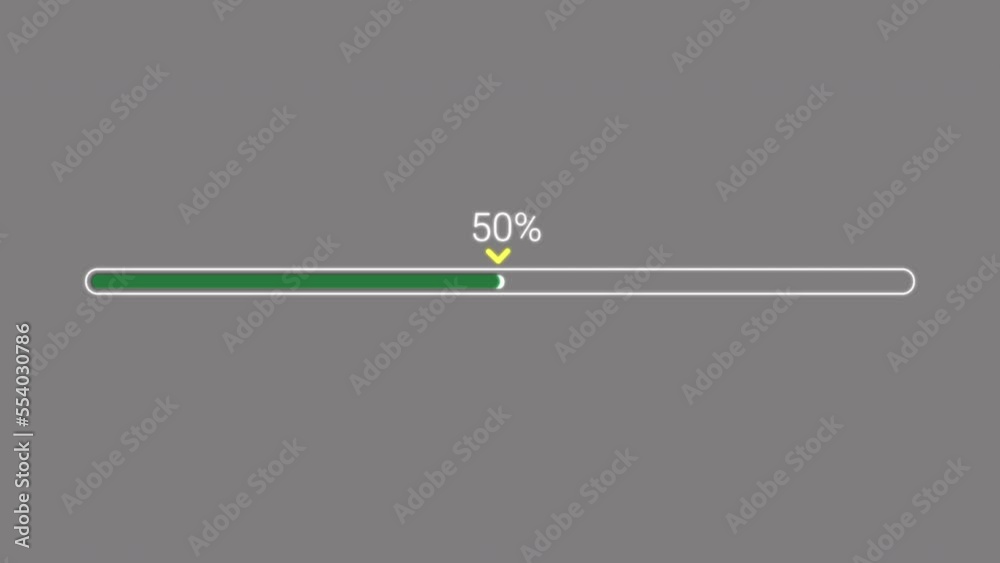 Green progress bar, loading bar or charge bar, percent progress and ...