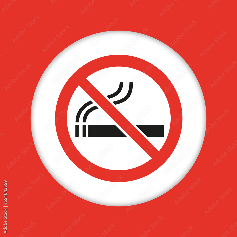Panneau fond rouge interdit danger fumer fumeur tabac Stock Vector ...