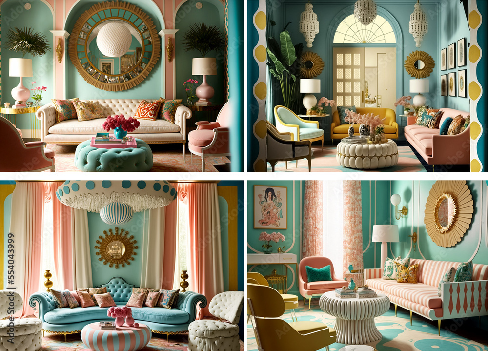 Interior design ideas with pastel colors. Vintage style inspired by the ...