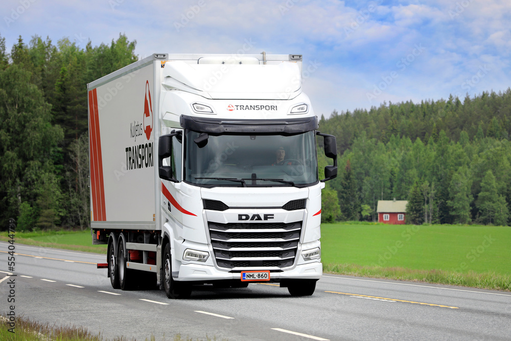 New DAF XF 480 FAN Truck at Speed on Highway Stock Photo | Adobe Stock