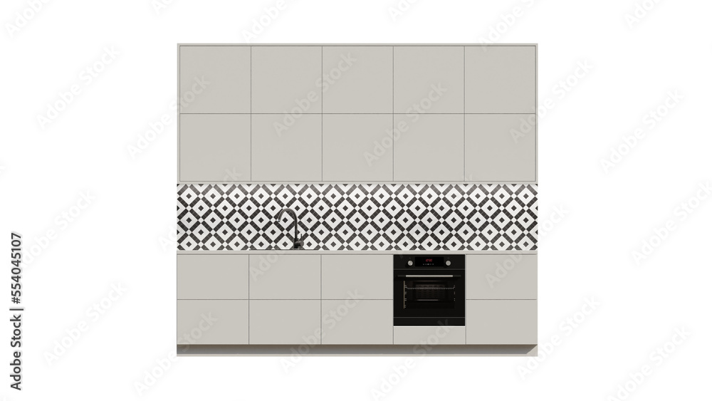 MODERN KITCHEN 3D RENDERING ON ISOLATED WHITE BACKGROUND, PNG ...