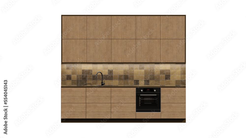 MODERN KITCHEN 3D RENDERING ON ISOLATED WHITE BACKGROUND, PNG ...