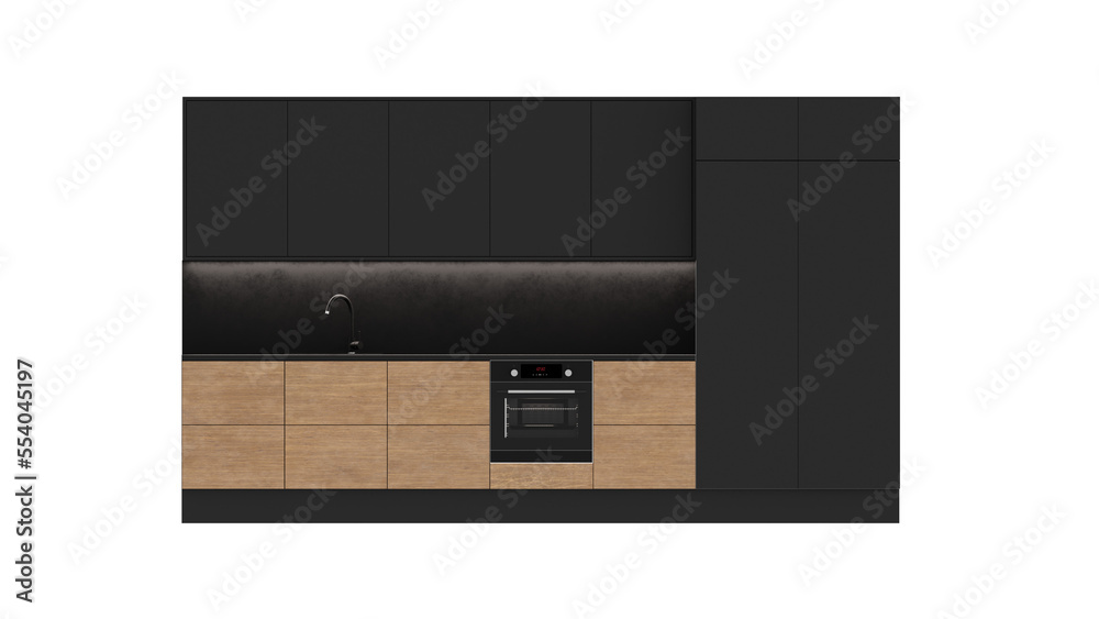 MODERN KITCHEN 3D RENDERING ON ISOLATED WHITE BACKGROUND, PNG ...