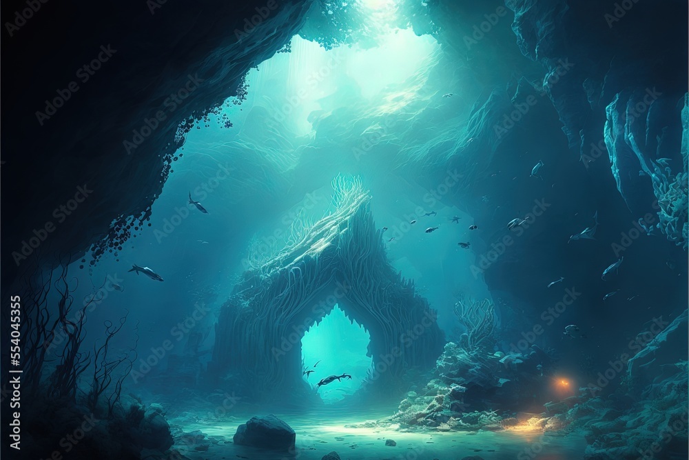 Underwater Cave Drawing