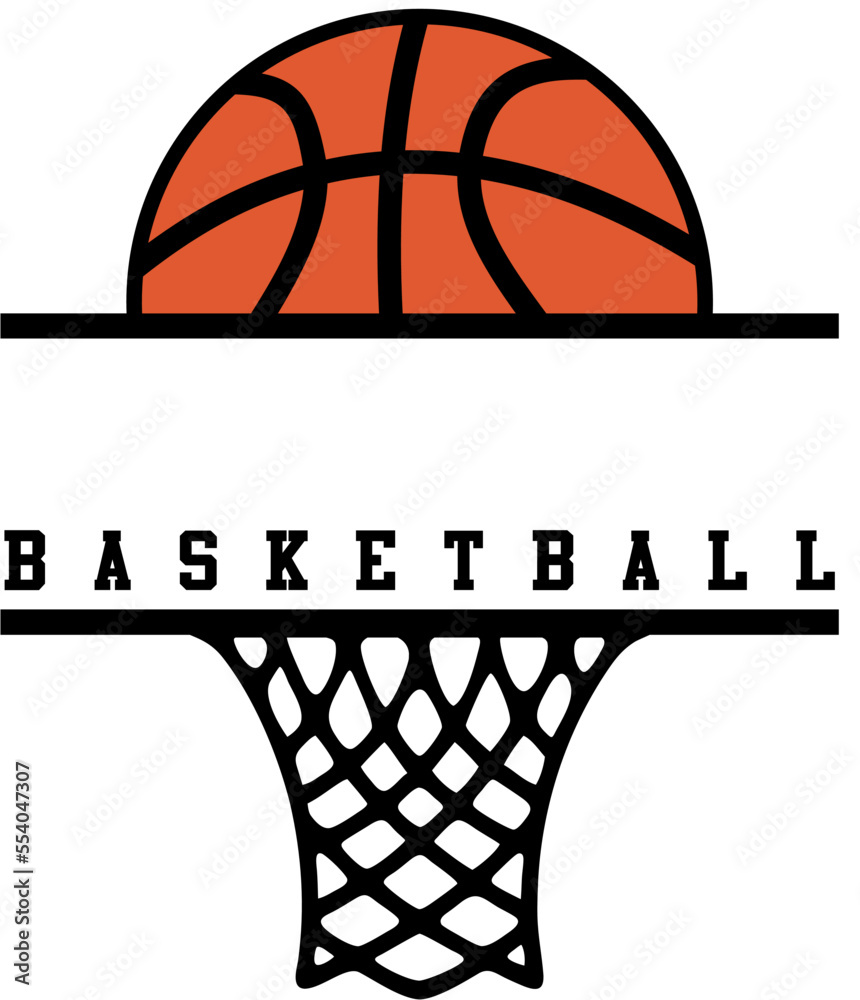 Half Basketball And Hoop Vector Clipart Stock Vector | Adobe Stock