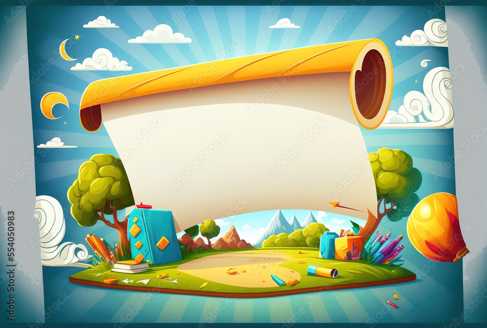 Back to school backdrop stationery and education element cartoon image ...