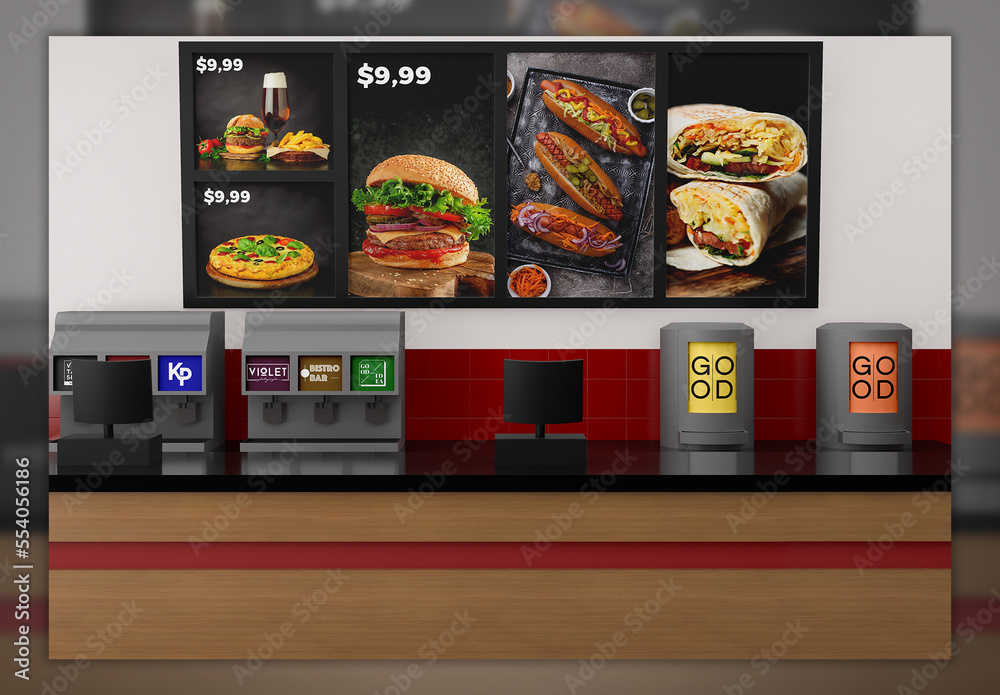 Display Fast Food Mockup Stock Template | Adobe Stock