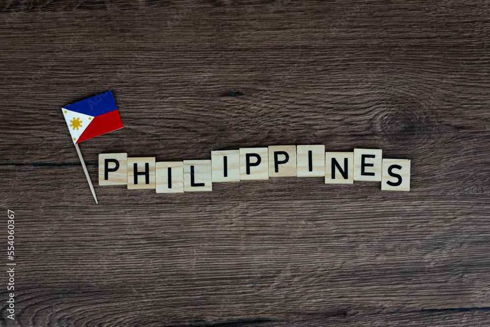 Philippines - wooden word with philippine flag (wooden letters, wooden ...