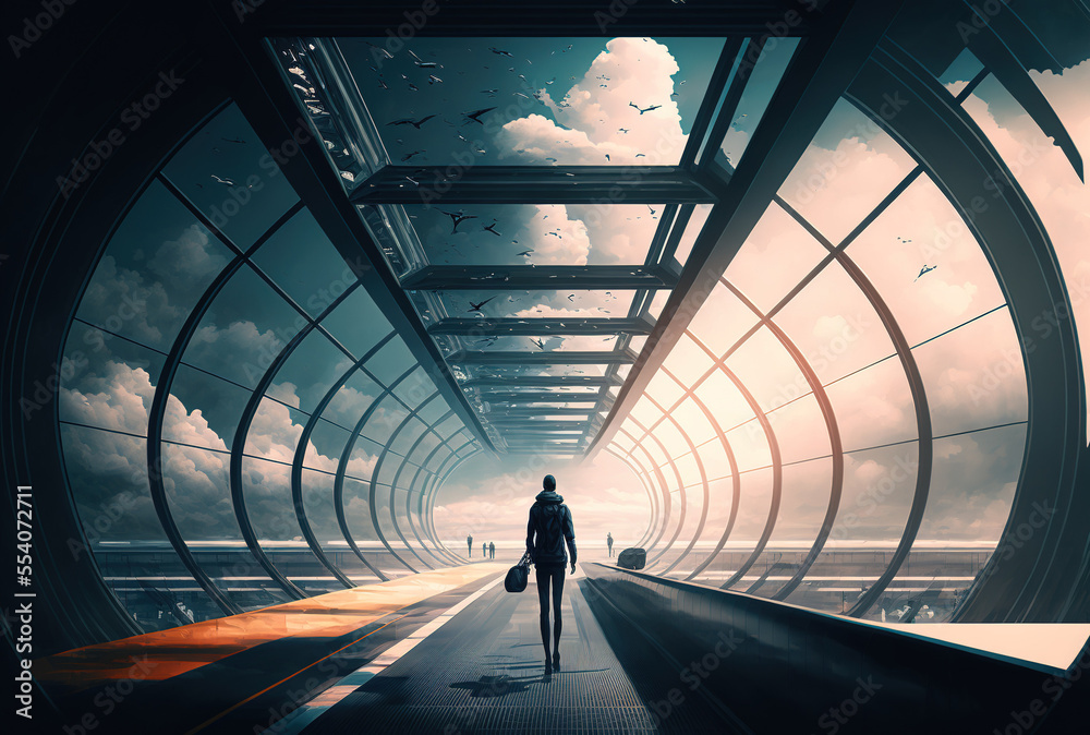 Skywalk in a modern airport. perfect for magazine and internet layouts ...
