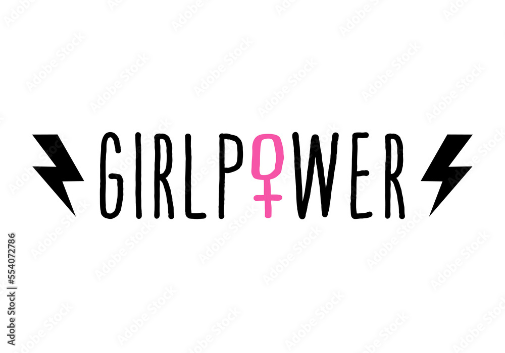 Girl power with a female symbol, feminist sign, illustration over a ...