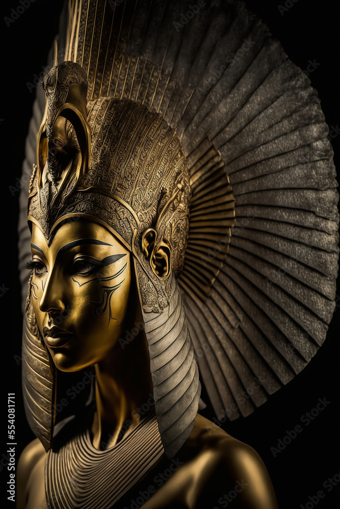 Goddess Hero Female Warier with a golden Mask and Golden Wings Goddess ...