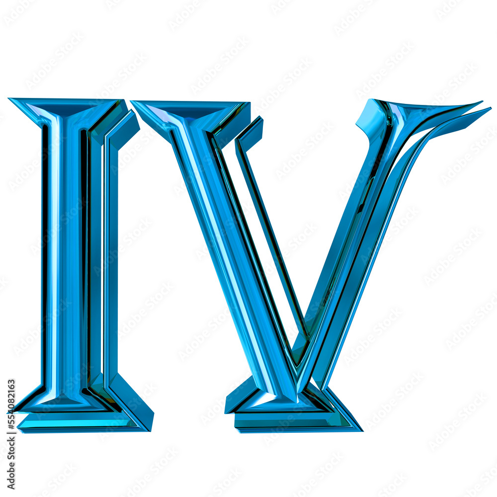 Blue Roman numerals. number 4 Stock Illustration | Adobe Stock