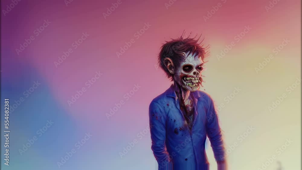 Morphing animation of surreal painting of a deformed face of a bloody ...