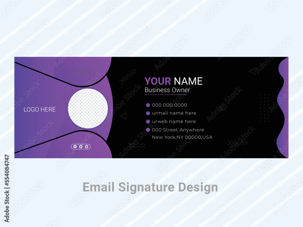 Corporate email signature design template with black background. Stock ...