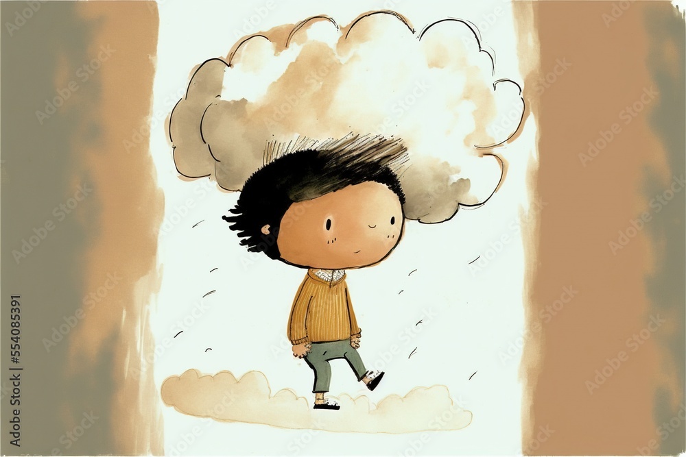 Cute flying kid and ghost cartoon illustration made with Generative AI ...