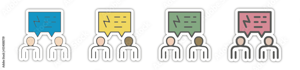Pictogramme icones et logo conversation travail conflit couleur relief ...