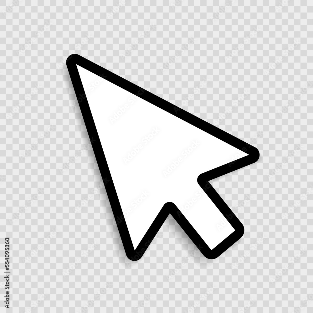 A white computer mouse pointer icon with a black outline on a ...
