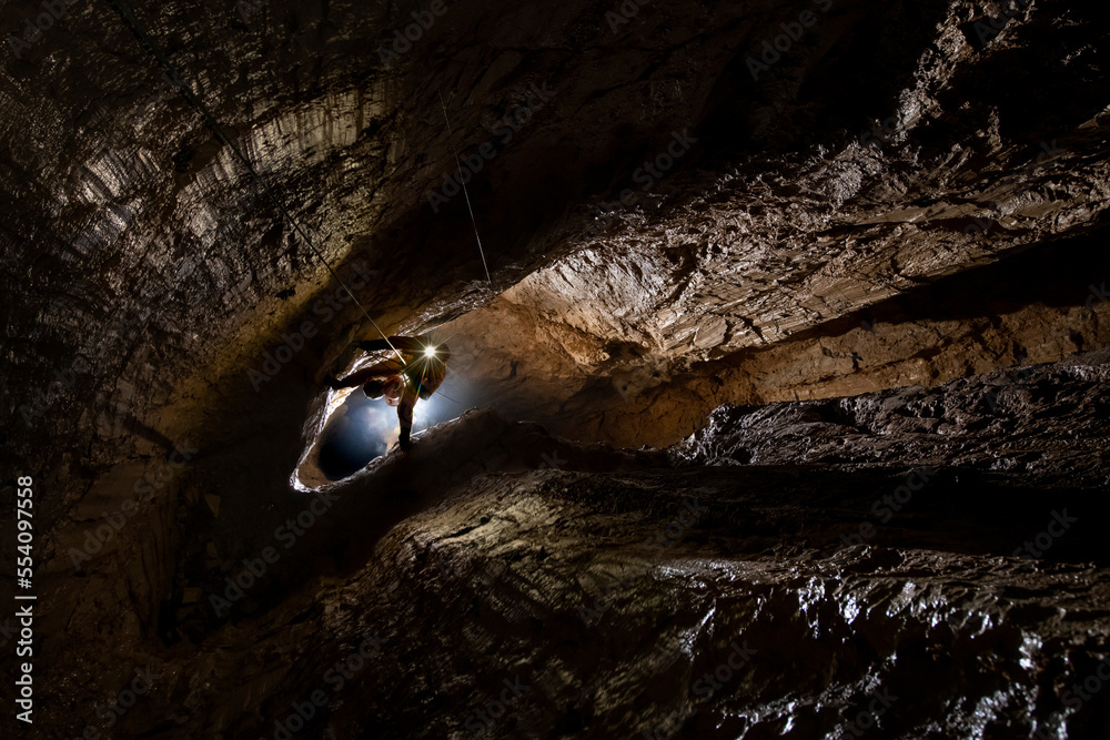 Exploring Veryovkina in Abkhazia - the deepest cave in the world Stock ...