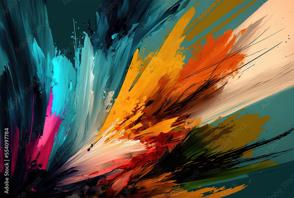 Background with an abstract brush painting. painting with brushstrokes ...