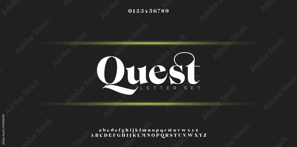 QUEST Luxury letter fonts and alphabet set. Modern tech typeface ...